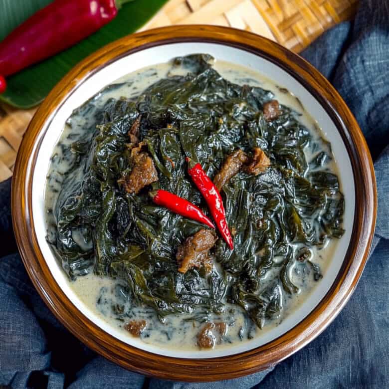 Bicolano Laing (Gabi Leaves in Coconut Milk) - Kusina Secrets